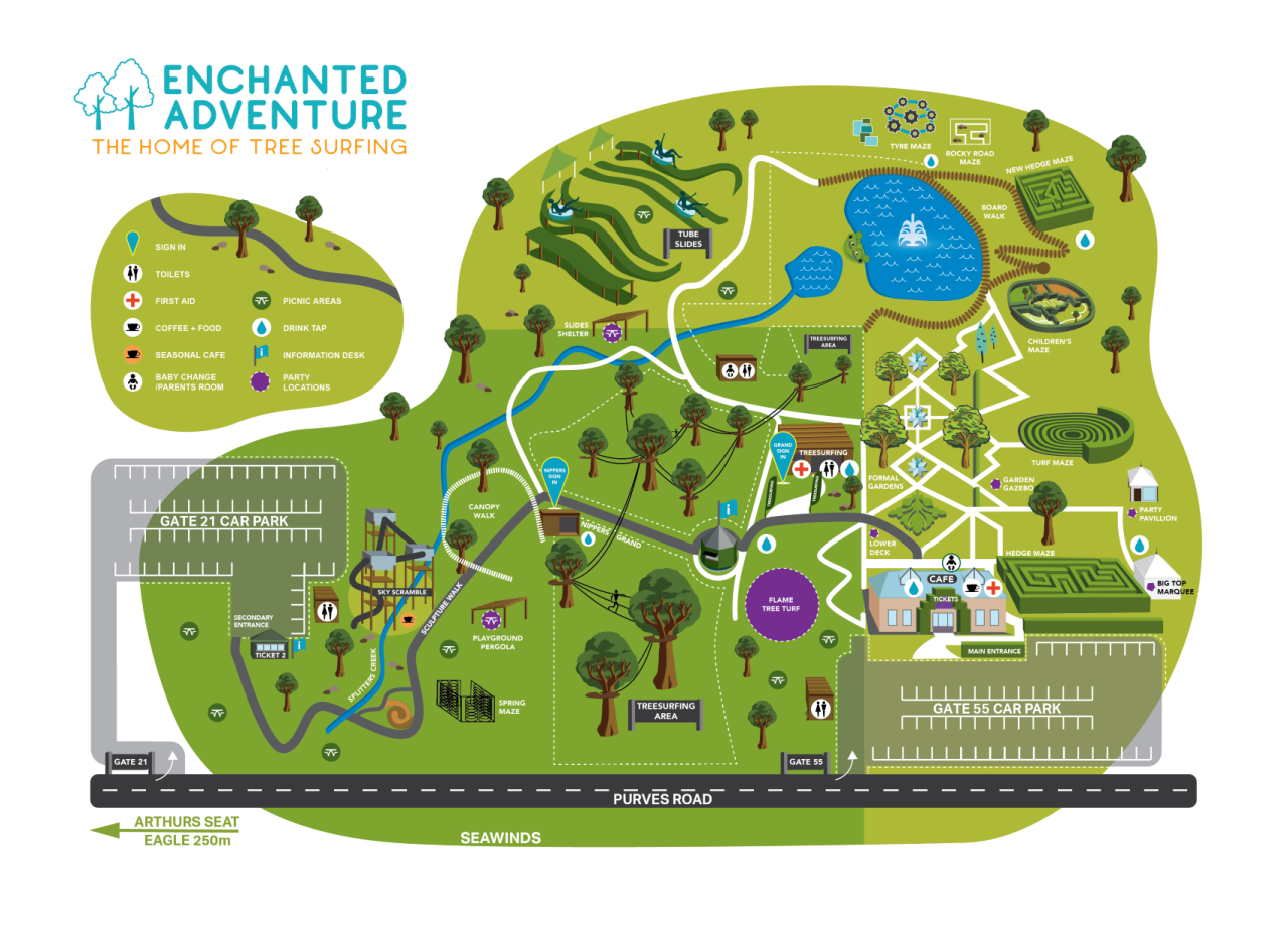 Park Map - Enchanted Adventure - Illustrated Map Of All Activities